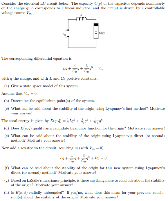 Solved Consider the electrical LC circuit below. The | Chegg.com
