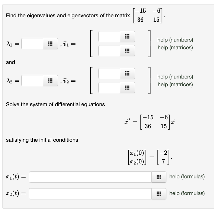 Solved Find the eigenvalues and eigenvectors of the matrix | Chegg.com