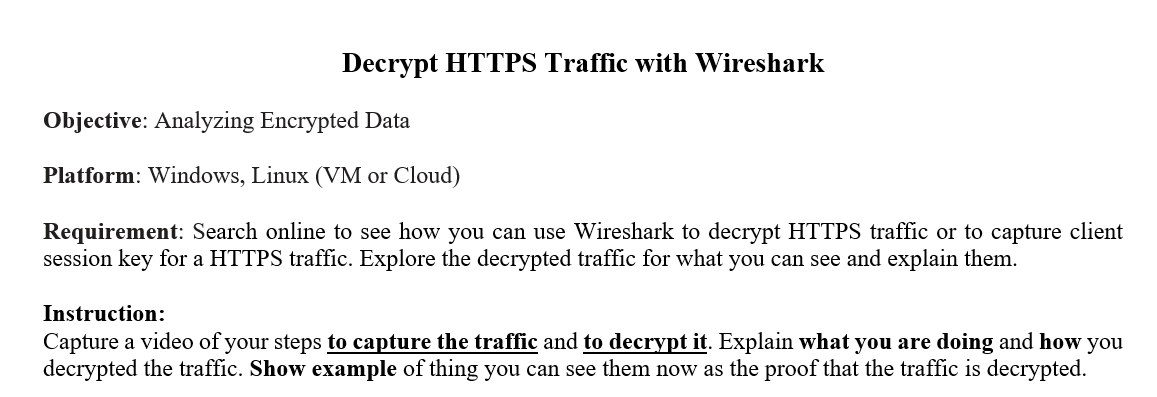 Solved Decrypt HTTPS Traffic with Wireshark Objective: | Chegg.com