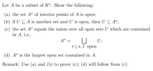 Solved Let A be a subset of R". Show the following: (a) | Chegg.com