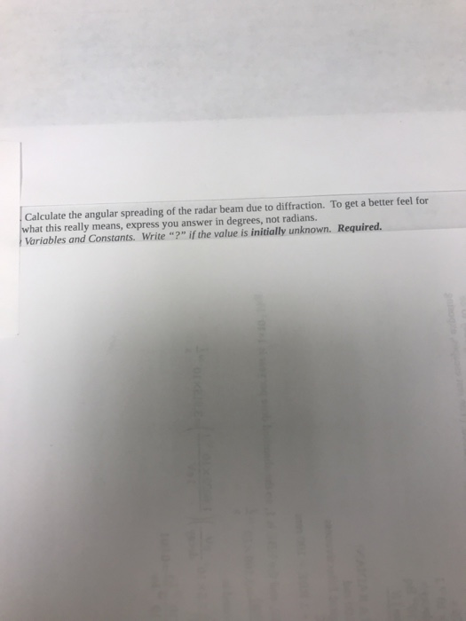 Solved Calculate the angular spreading of the radar beam due | Chegg.com