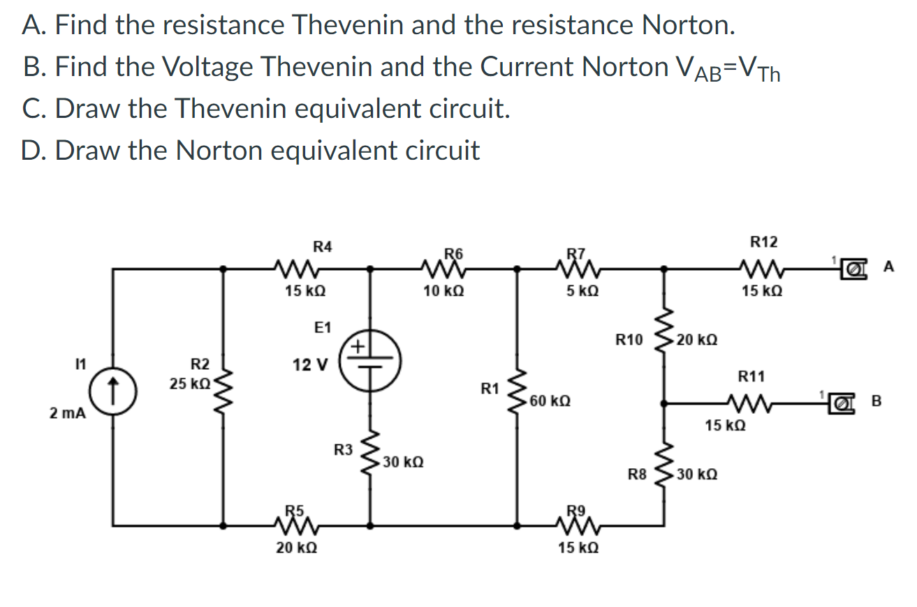 Solved A. Find the resistance Thevenin and the resistance | Chegg.com