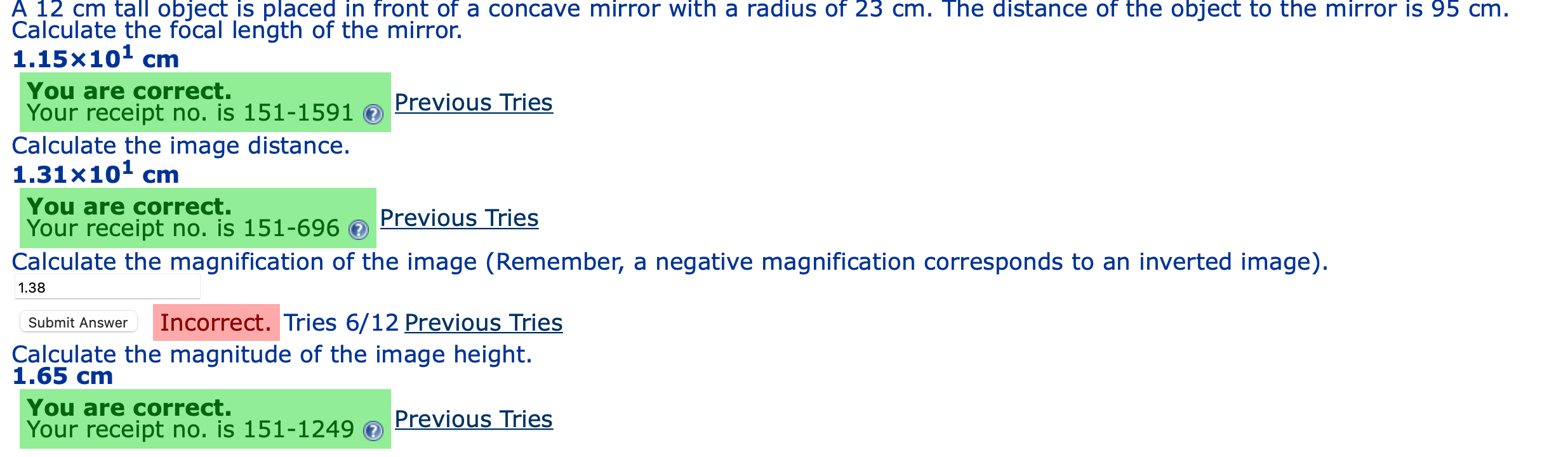 Solved A 12 cm tall object is placed in front of a concave | Chegg.com