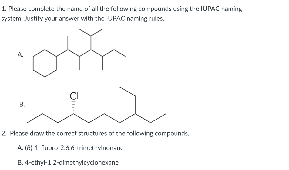 Solved 1. Please complete the name of all the following | Chegg.com