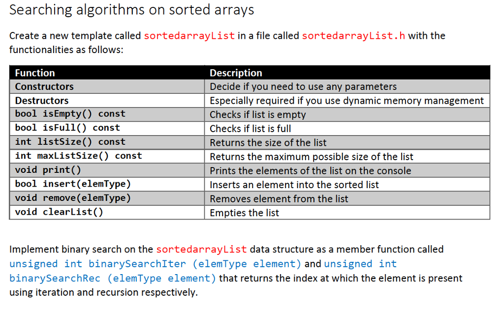 Searching algorithms on sorted arrays Create a new | Chegg.com