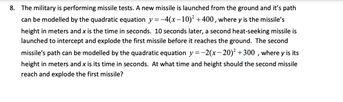 Solved The military is performing missile tests. A new | Chegg.com