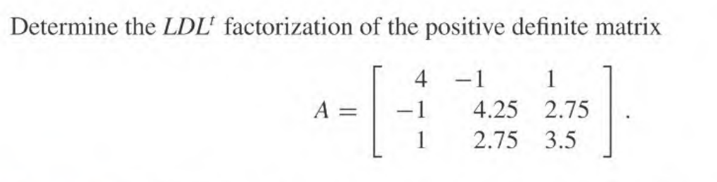 Solved Determine The Ldl Factorization Of The Positive