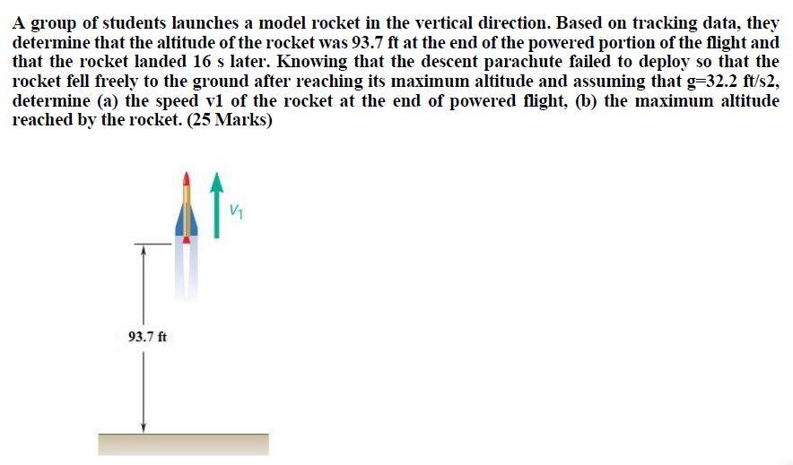 Solved A group of students launches a model rocket in the | Chegg.com