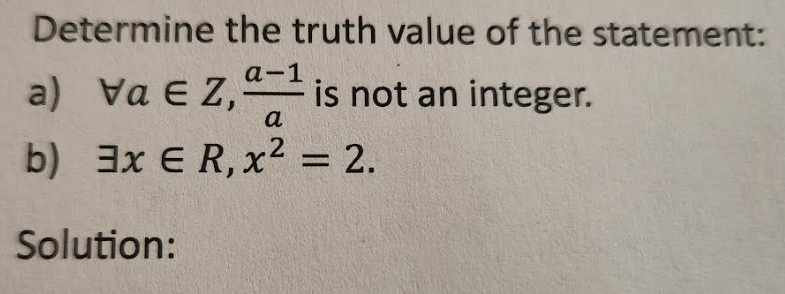 Solved Determine the truth value of the | Chegg.com