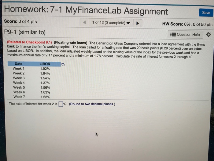 Solved Homework 7 1 Myfinancelab Assignment Save Score 0
