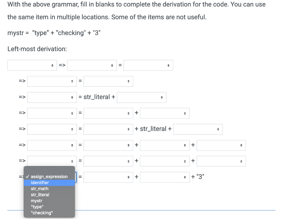 Complete the BNF grammar for the following code by | Chegg.com