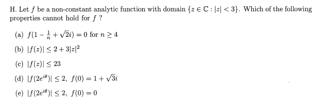 Solved H. Let f be a non-constant analytic function with | Chegg.com