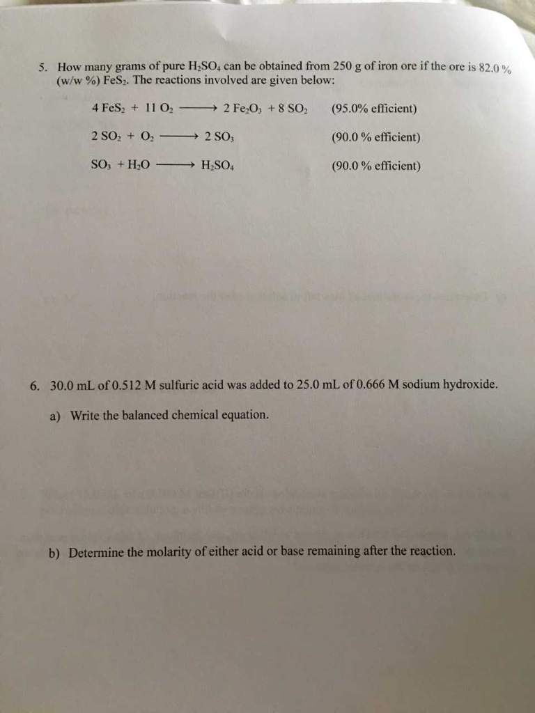 Solved How many grams of pure H2SO4 can be obtained from 250 | Chegg.com