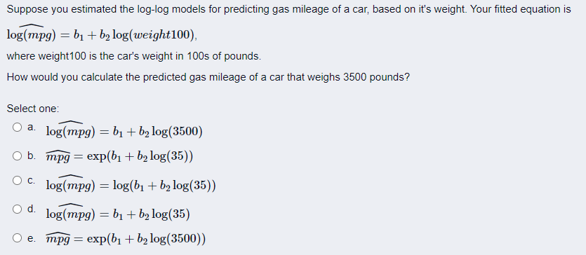 Solved Suppose you estimated the log-log models for | Chegg.com