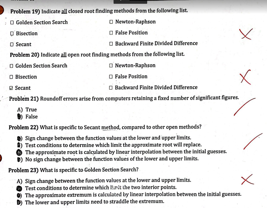 Solved Problem 19) Indicate all closed root finding methods | Chegg.com