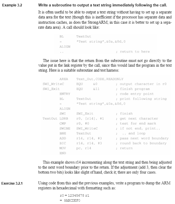 Example 3.2 Write a subroutine to output a text | Chegg.com