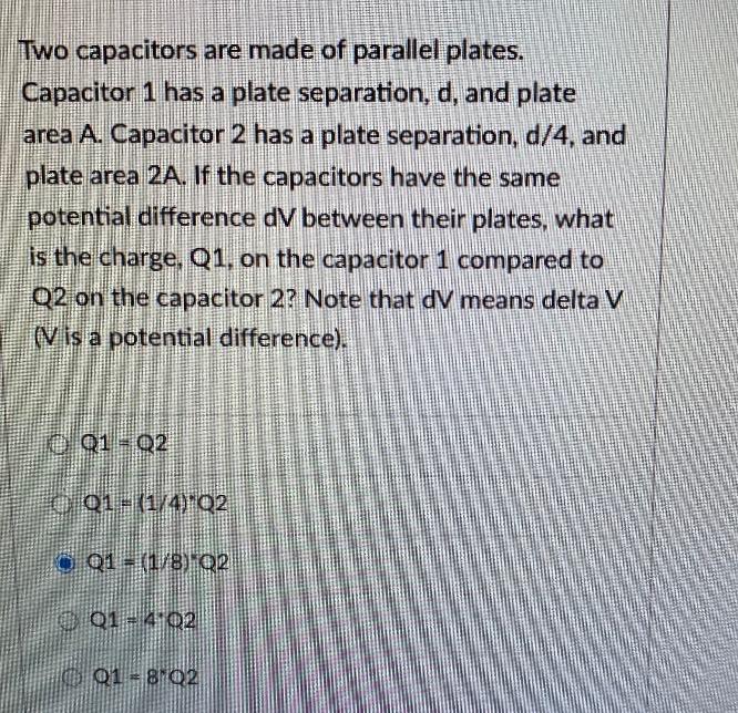 Solved Two capacitors are made of parallel plates. Capacitor | Chegg.com