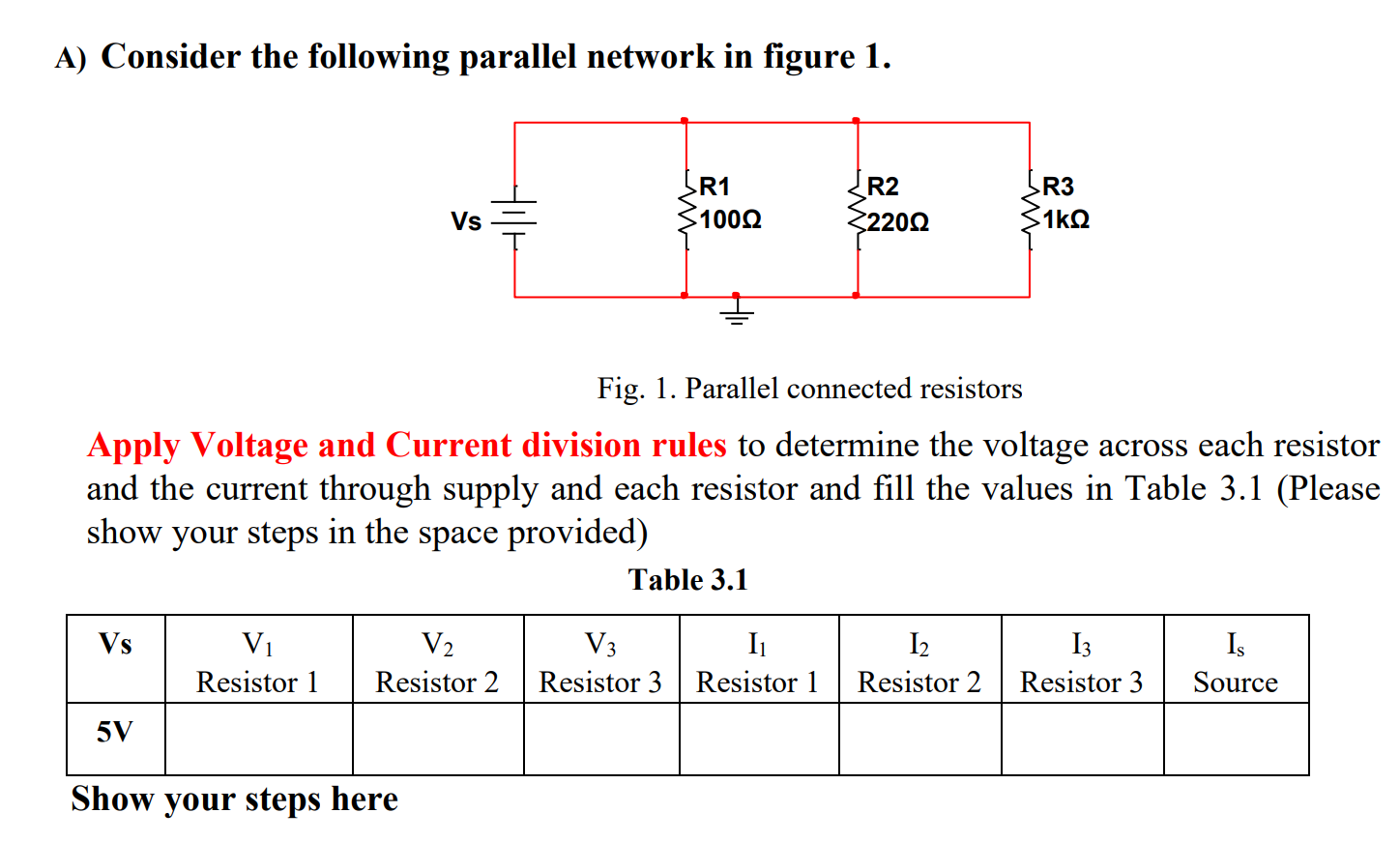 Solved A) Consider the following parallel network in figure | Chegg.com