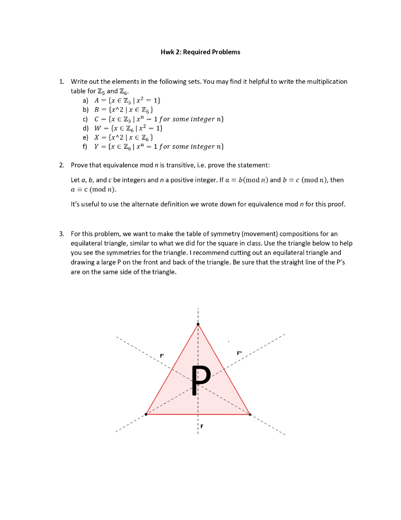 Solved Hwk 2: Required Problems 1. Write out the elements in | Chegg.com