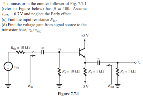 Solved The transistor in the emitter follower of Fig. 7.7.1 | Chegg.com