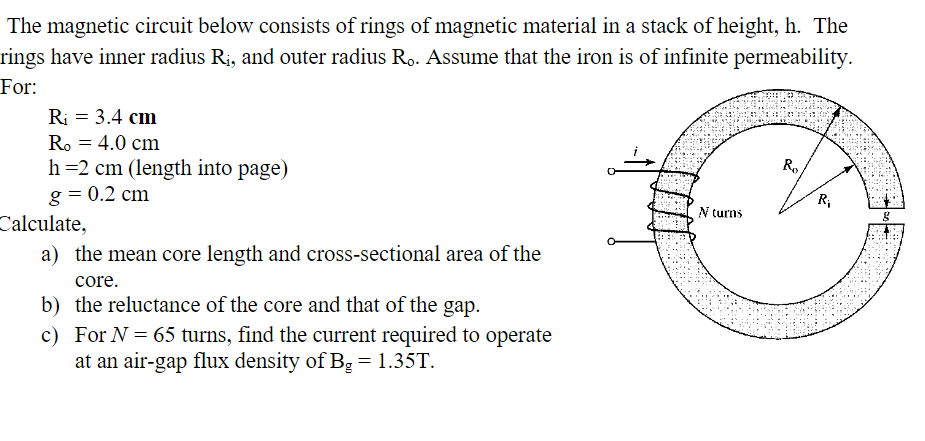Solved 70 The magnetic circuit below consists of rings of | Chegg.com