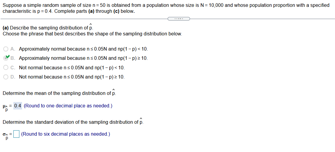 Solved Suppose a simple random sample of size n=50 is | Chegg.com