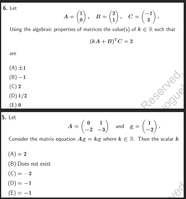Solved 6. Let A = 0). B=(), c-(3". (6 1 ' C= Using the | Chegg.com