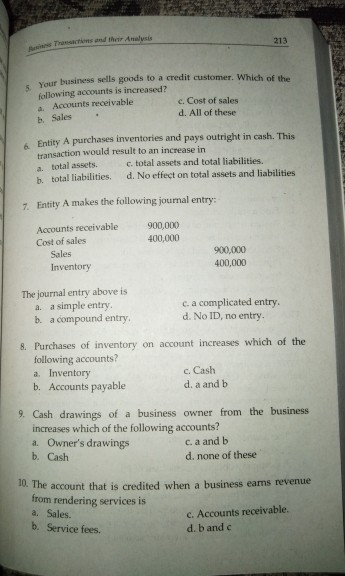 Solved 210 PROBLEM 7: JOURNAL ENTRIES & ACCTG. EQUAT | Chegg.com