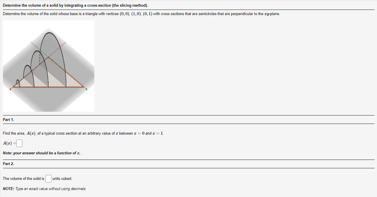 Solved Determine the volume of a solid by integrating a | Chegg.com