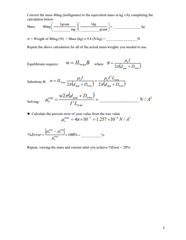Solved PHYS 2426 Magnetic Force Balance 20-10 Equipment: | Chegg.com
