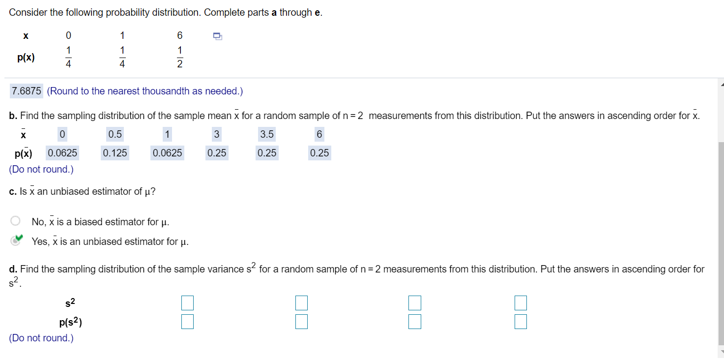 Solved Consider the following probability distribution. | Chegg.com