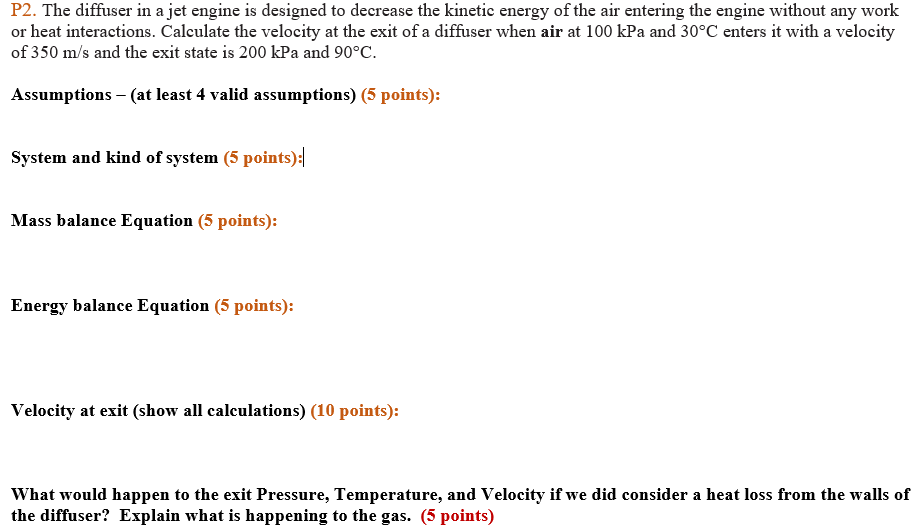 Solved P2. The diffuser in a jet engine is designed to | Chegg.com