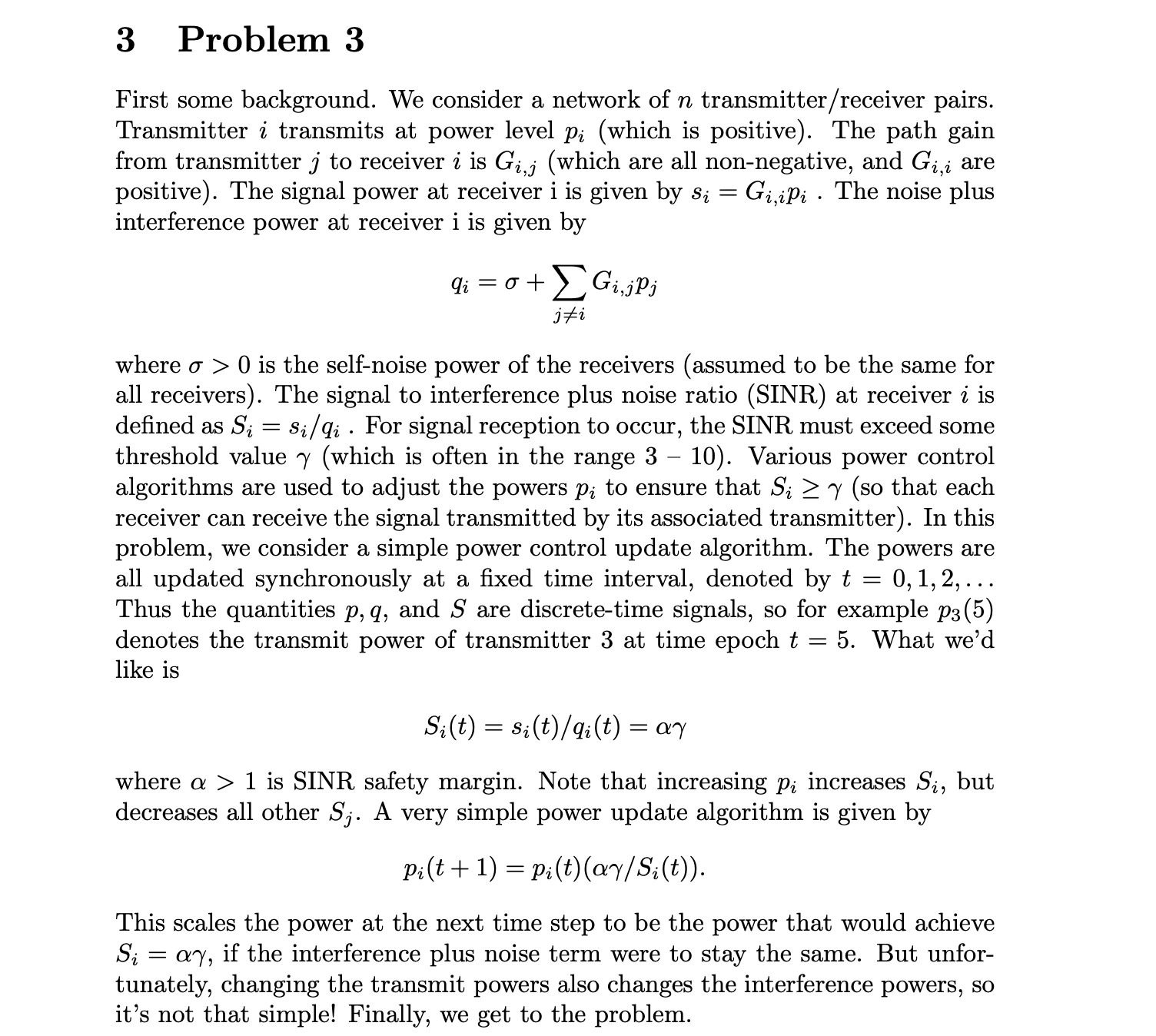 Solved 3 ﻿Problem 3 ﻿Show that the power control algorithm | Chegg.com