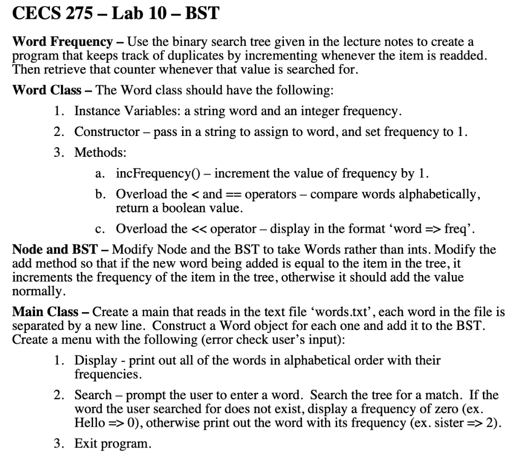 how can you do this? My BST is below and txt. using | Chegg.com