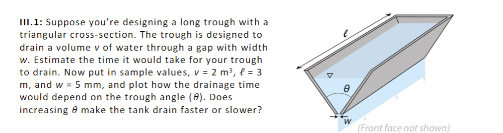 Solved III.1: Suppose you're designing a long trough with a | Chegg.com