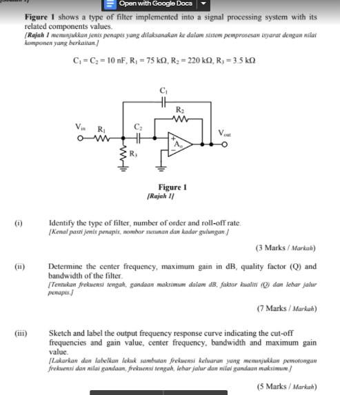 Solved Open with Google Docs Figure I shows a type of filter | Chegg.com