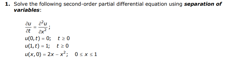 Solved 1. Solve the following second-order partial | Chegg.com