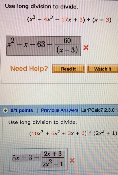 Solved Use long division to divide. (x^3 - 4x^2 - 17X + 3) | Chegg.com
