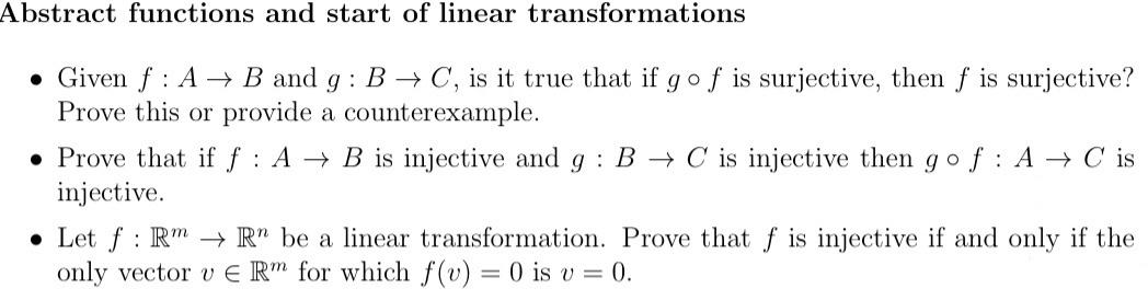 Solved Abstract functions and start of linear | Chegg.com
