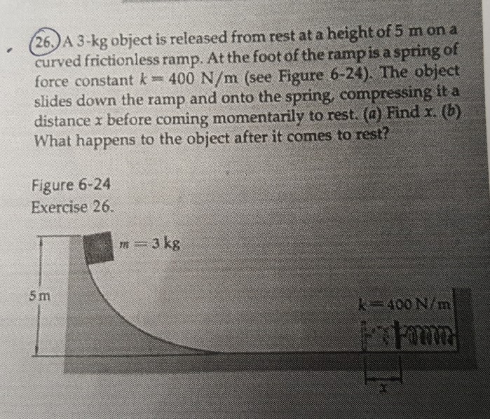 Solved (26)A 3-kg object is released from rest at a height | Chegg.com