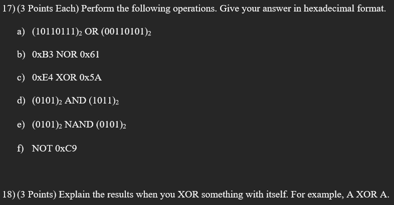 Solved 1. ﻿Perform the following operations. Give your | Chegg.com