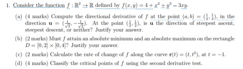 Solved Consider the function f : R 2 → R defined by f(x, y) | Chegg.com