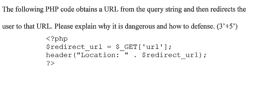 Solved The following PHP code obtains a URL from the query | Chegg.com