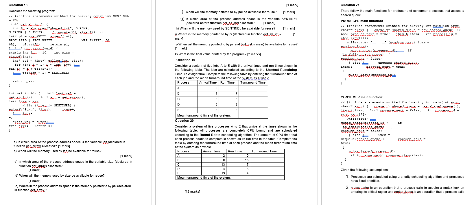 Solved Question 18 [1 mark] Consider the following program: | Chegg.com