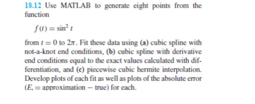 1812 Use Matlab To Generate Eight Points From The 
