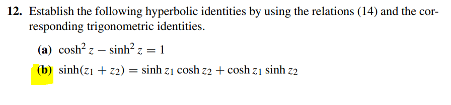 Solved 12. Establish the following hyperbolic identities by | Chegg.com