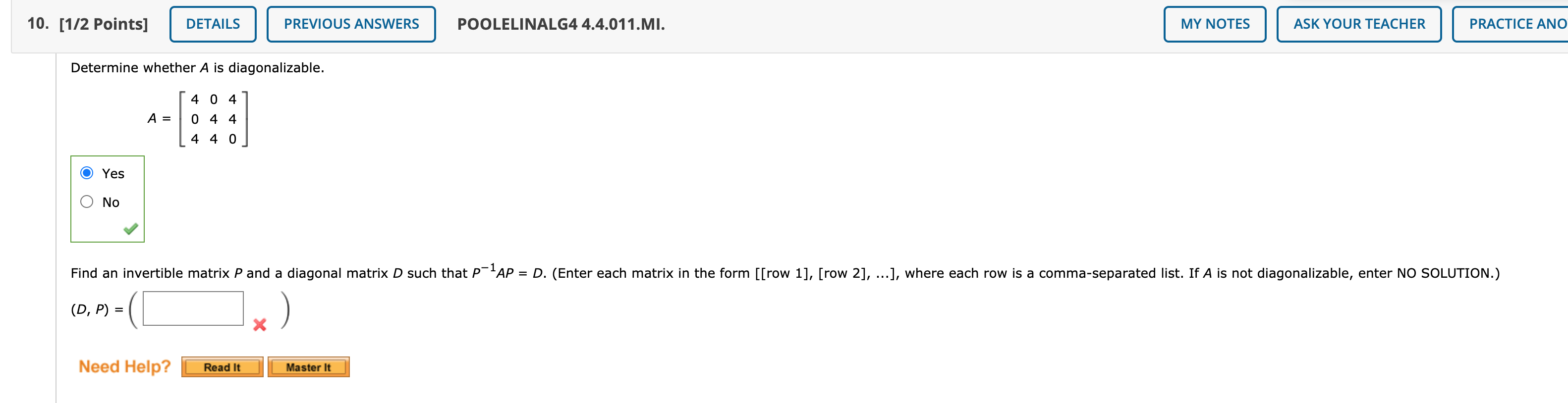 Solved 8 [1 2 Points] Details Previous Answers Poolelinalg4