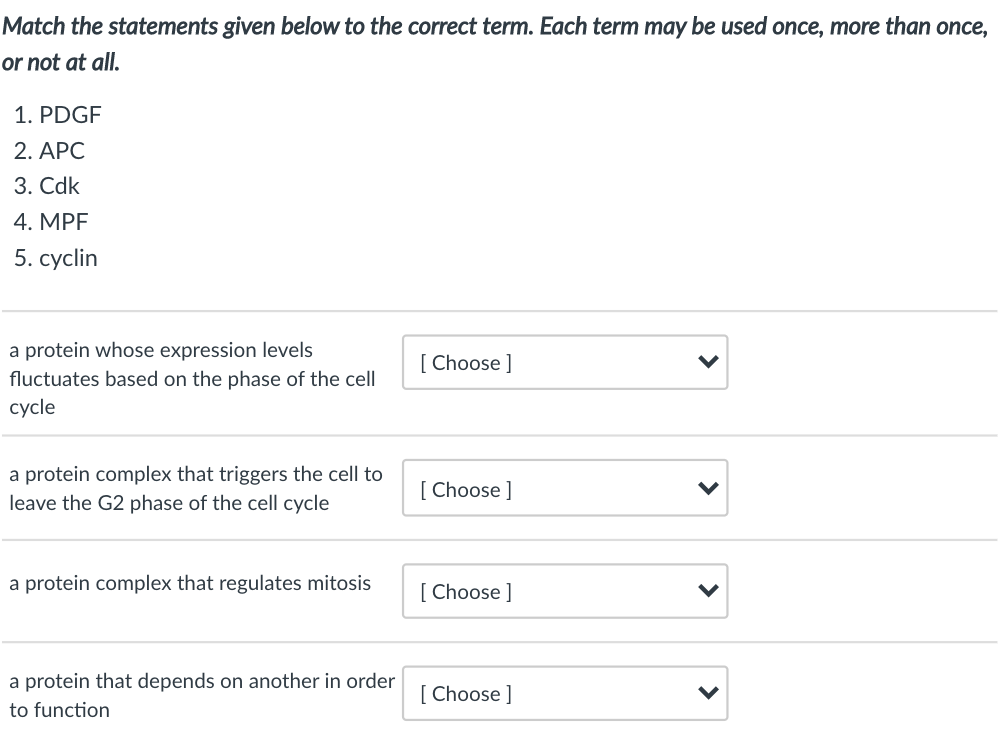 Solved Match the statements given below to the correct term. | Chegg.com