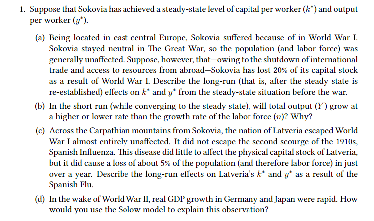 Solved Suppose that Sokovia has achieved a steady-state | Chegg.com