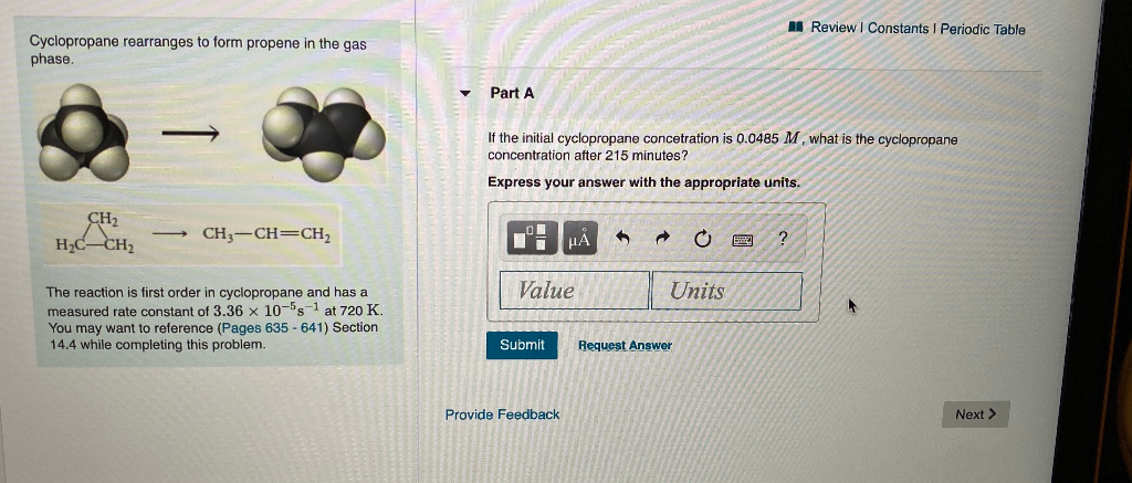 Solved Review | Constants Periodic Table Cyclopropane | Chegg.com